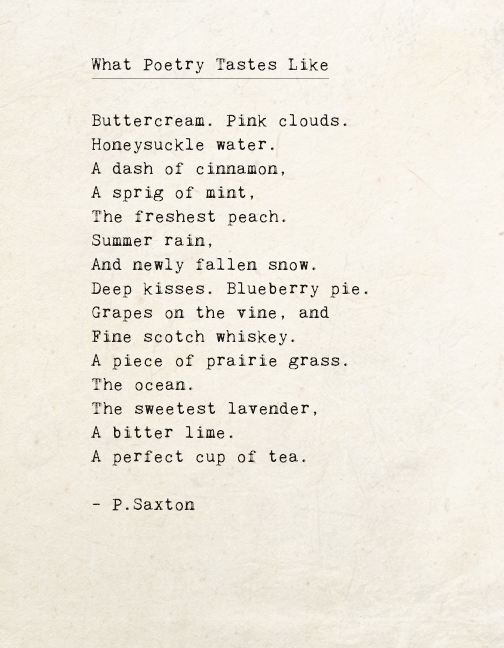 What Poetry Tastes Like - saxtonstudio blog